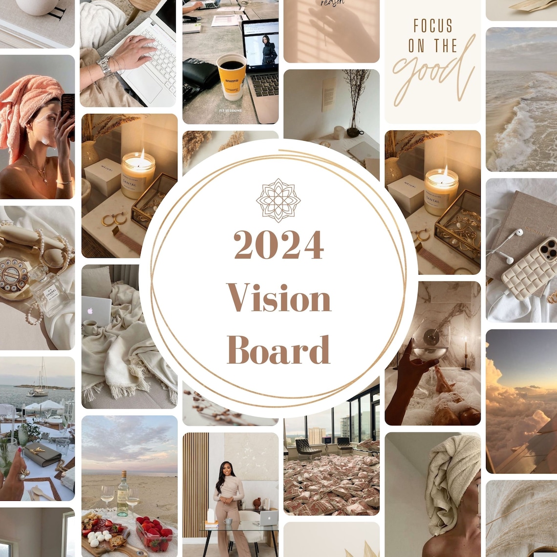 2024 Vision Board, Mood Board, Pink Aesthetic, Airy Aesthetic, Vision ...