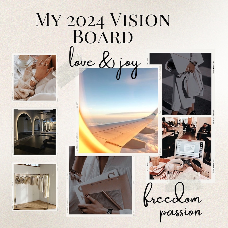 2024 Vision Board, Mood Board, Pink Aesthetic, Airy Aesthetic, Vision ...