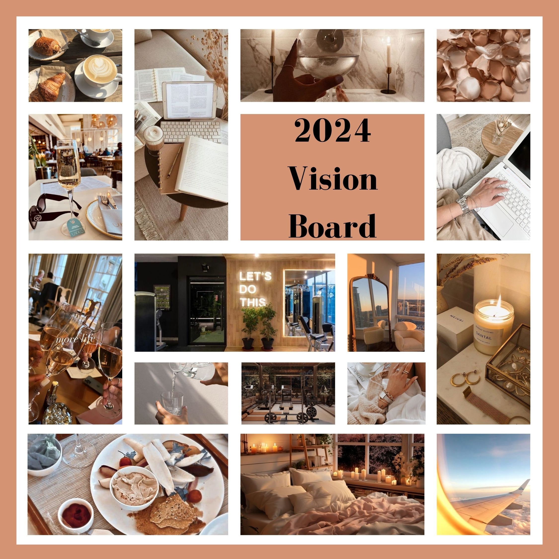 2024 Vision Board, Mood Board, Pink Aesthetic, Airy Aesthetic, Vision ...