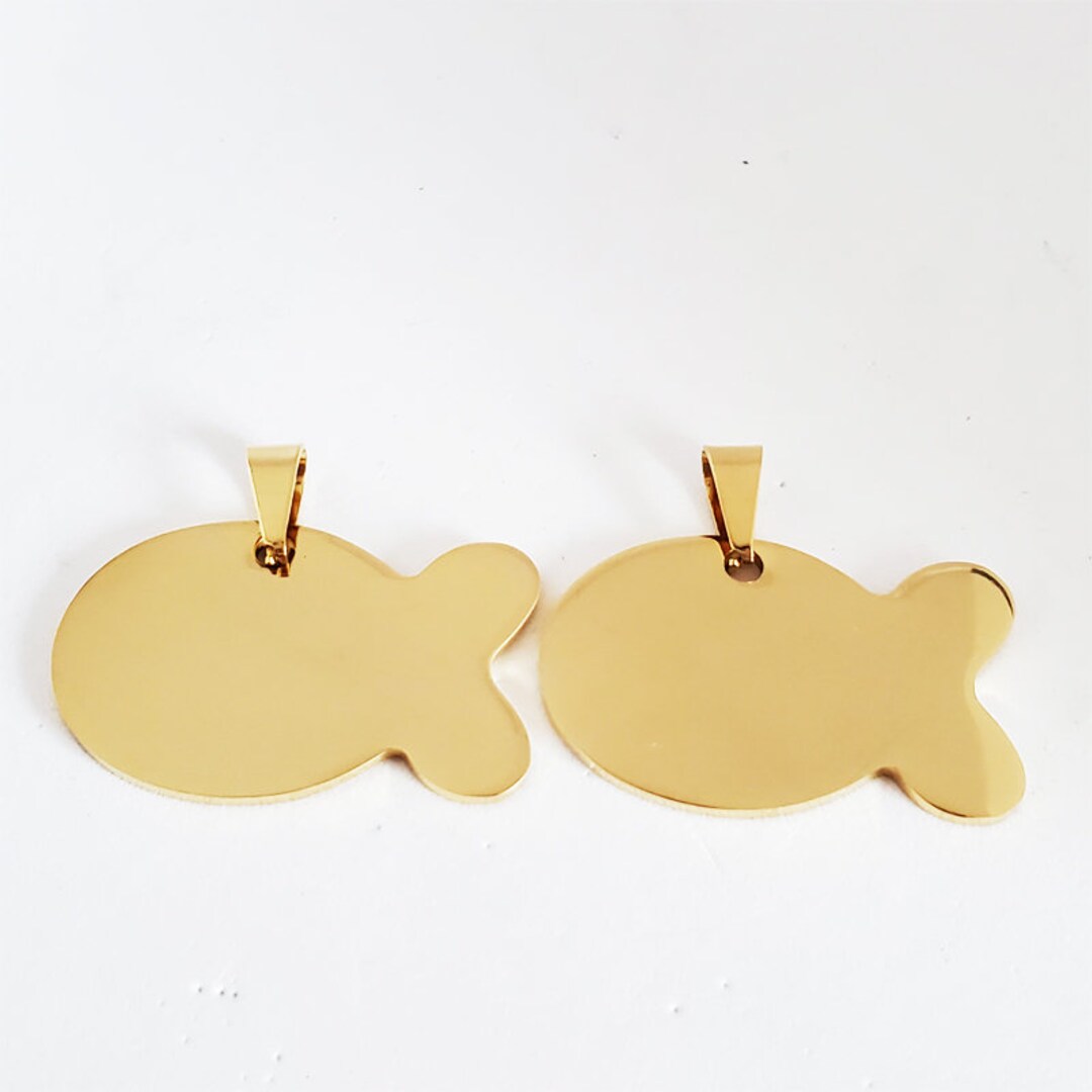 5PCS Fish Shaped Name Tag Blank Metal Mirror Polished Stainless Steel ...