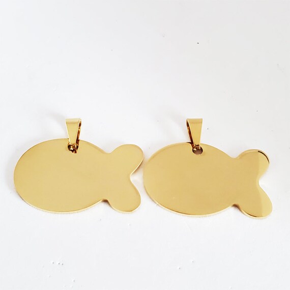 5PCS Fish Shaped Name Tag Blank Metal mirror polished | Etsy