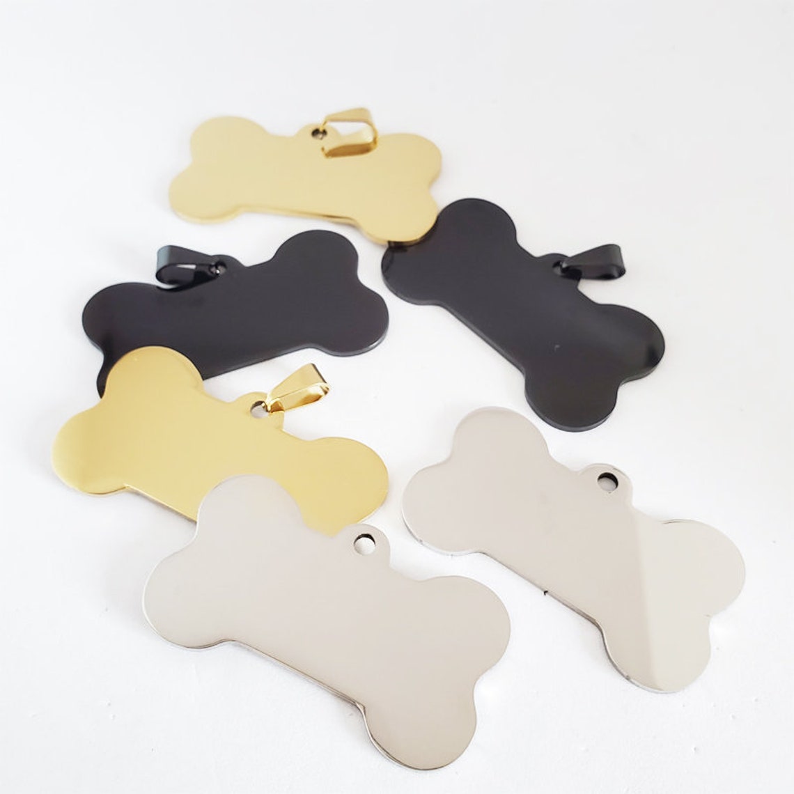5PCS Stainless Steel Blank Bone Shaped Dog Tag Custom Logo Pet ID Tags ...