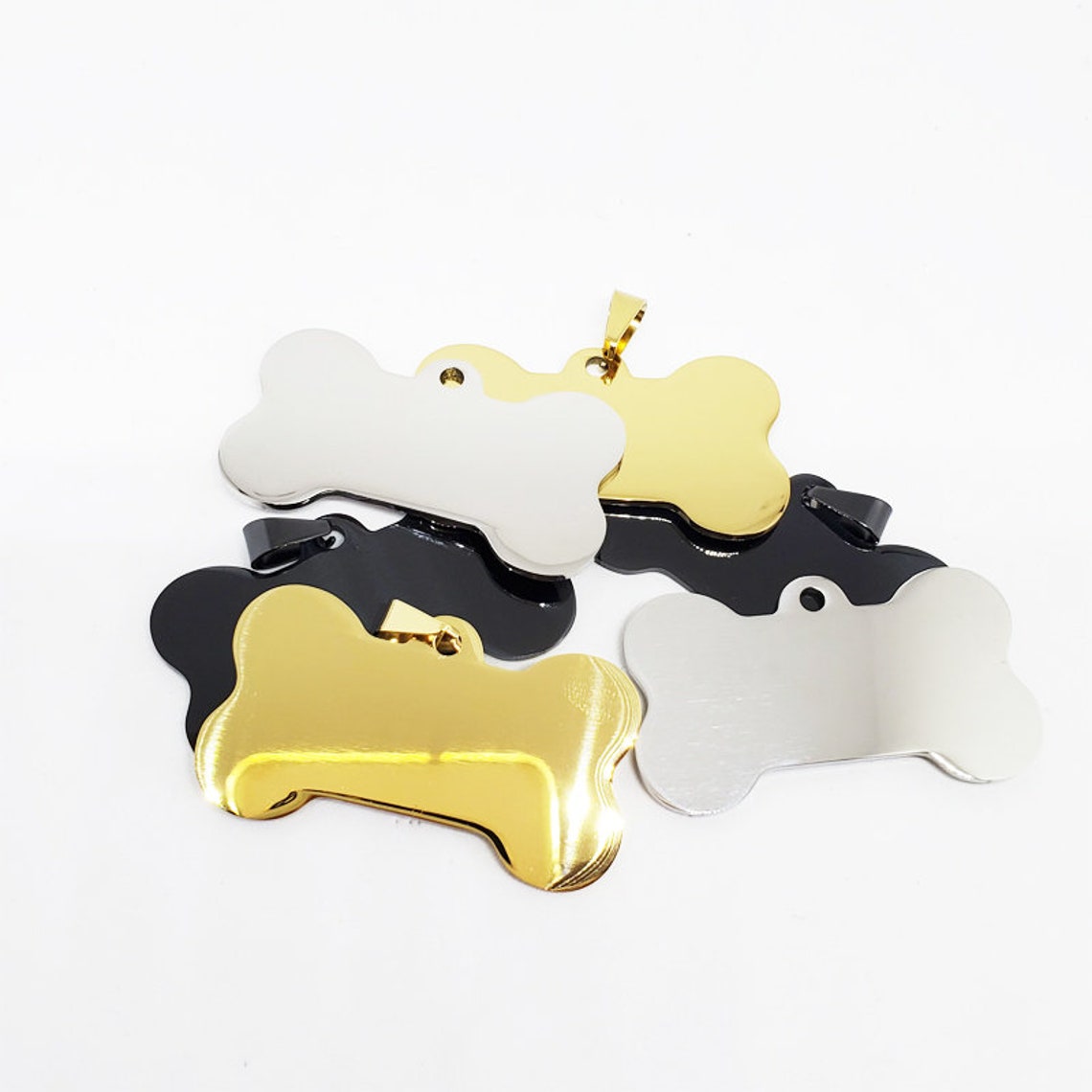 5PCS Stainless Steel Blank Bone Shaped Dog Tag Custom Logo Pet - Etsy UK