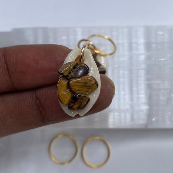 Tigers Eye Cowrie Shell Loc/braid Gold Hair Rings 5pcs - Etsy