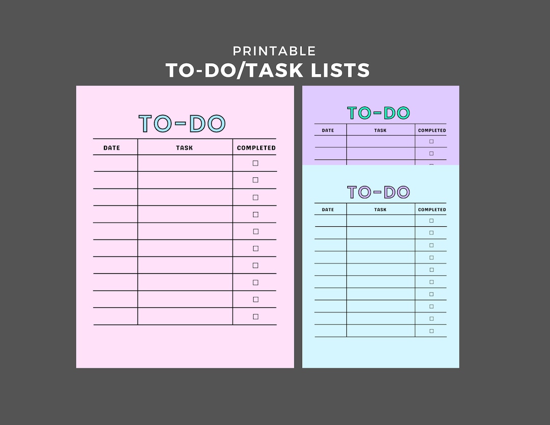Printable Pastel To-do Lists | Pastel Printable Task Lists, Planner ...