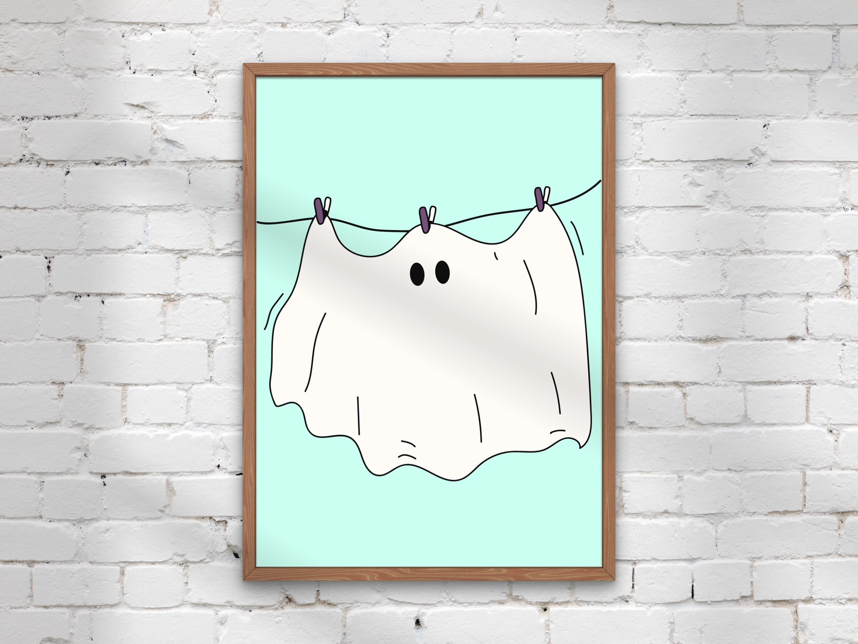 Sheet Ghost Art Print | Pastel Halloween Art Print, Cute Spooky Ghost ...