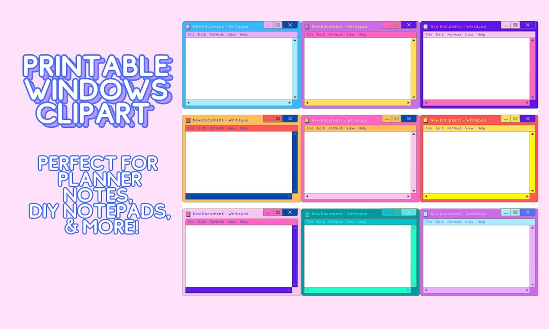 Kawaii Printable Windows Graphics Set | Multi-purpose Use for DIY Tags ...