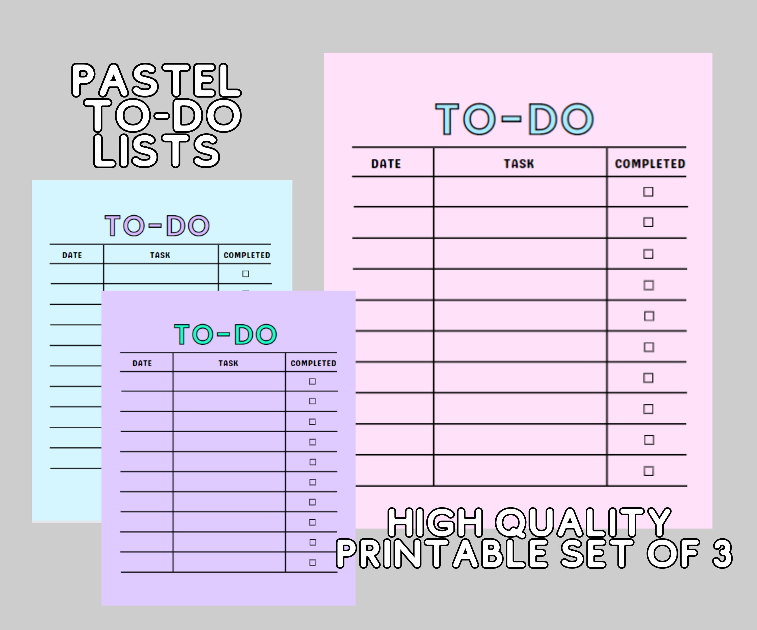 Printable Pastel To-do Lists Pastel Printable Task Lists, Planner ...