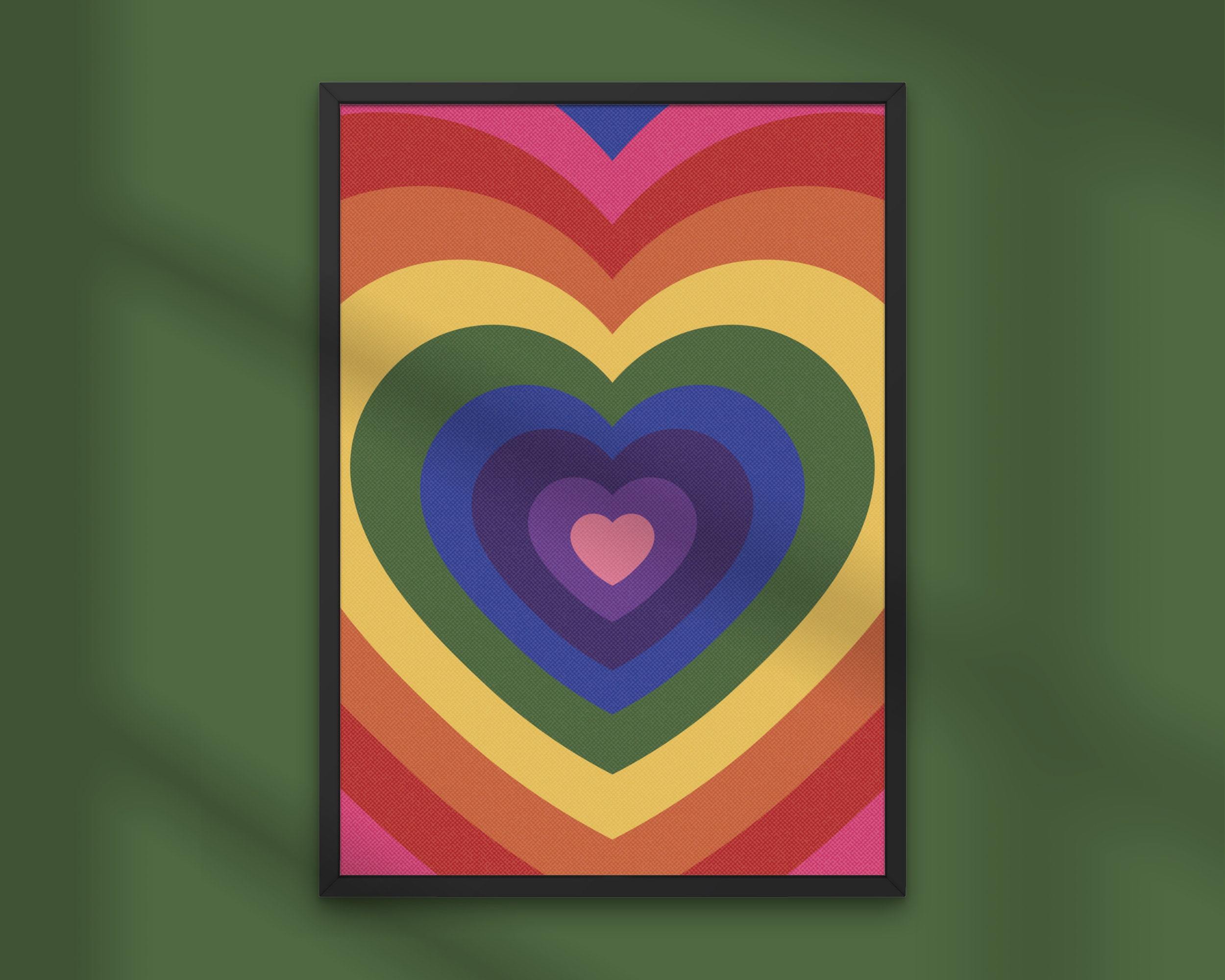 Retro Rainbow Heart Art Print, Rainbow Pop Art, Rainbow Heart Print ...