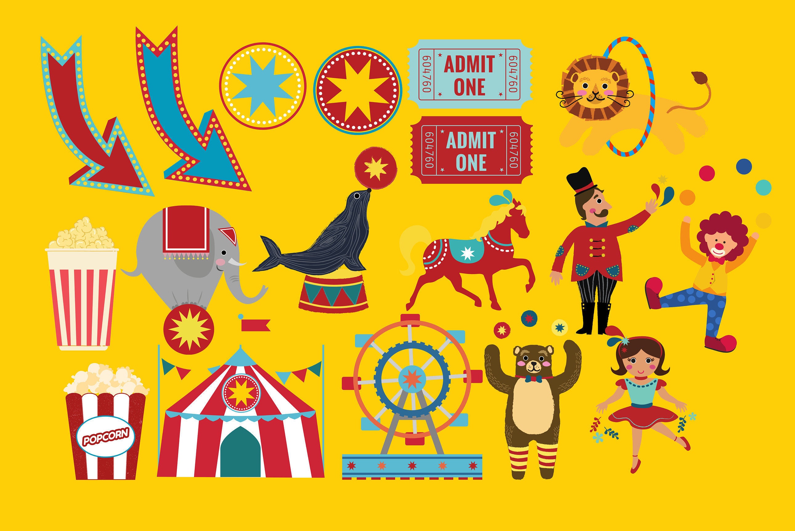 Circus/carnival Clipart PNG Graphics Set Multi-use for Party ...