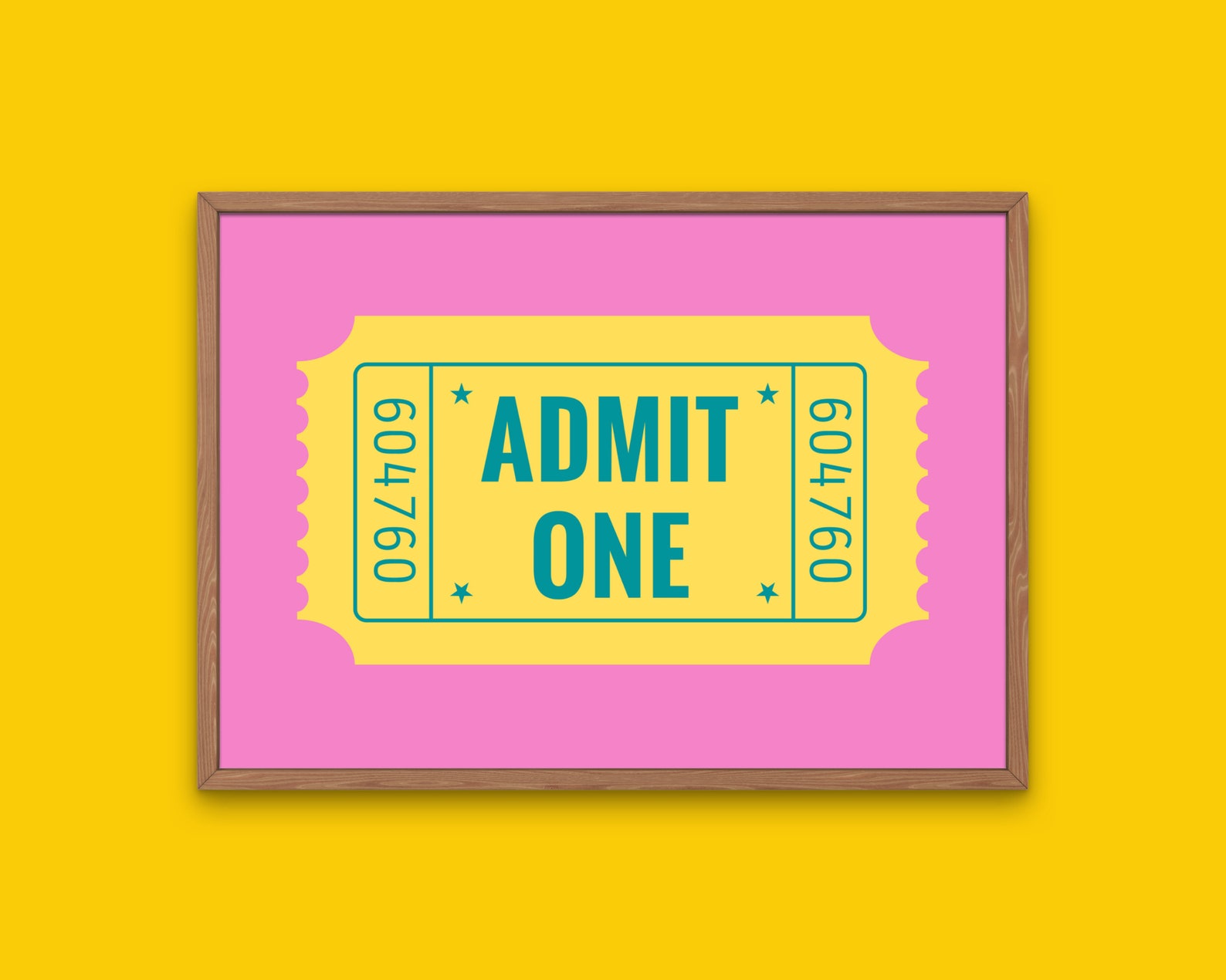 Pink & Yellow Pop Art Print, Ticket Art Print, Bold Print, Trendy Retro ...