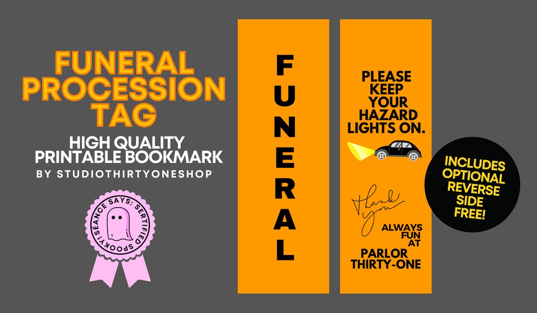 Funeral Procession Tag High Quality Bookmark/graphic | Instant Download ...