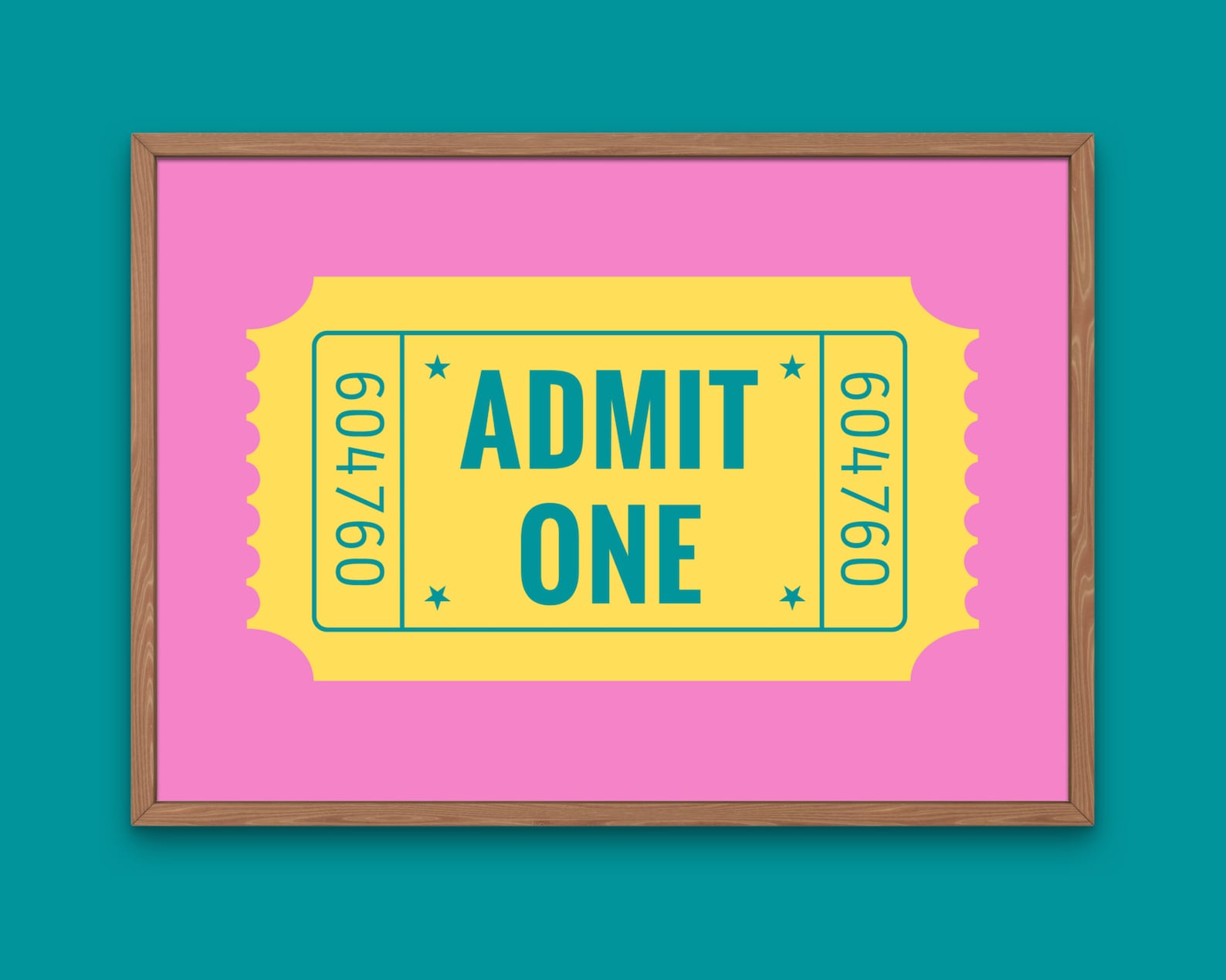 Pink & Yellow Pop Art Print, Ticket Art Print, Bold Print, Trendy Retro ...