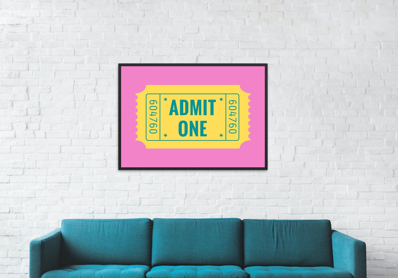 Pink & Yellow Pop Art Print, Ticket Art Print, Bold Print, Trendy Retro ...