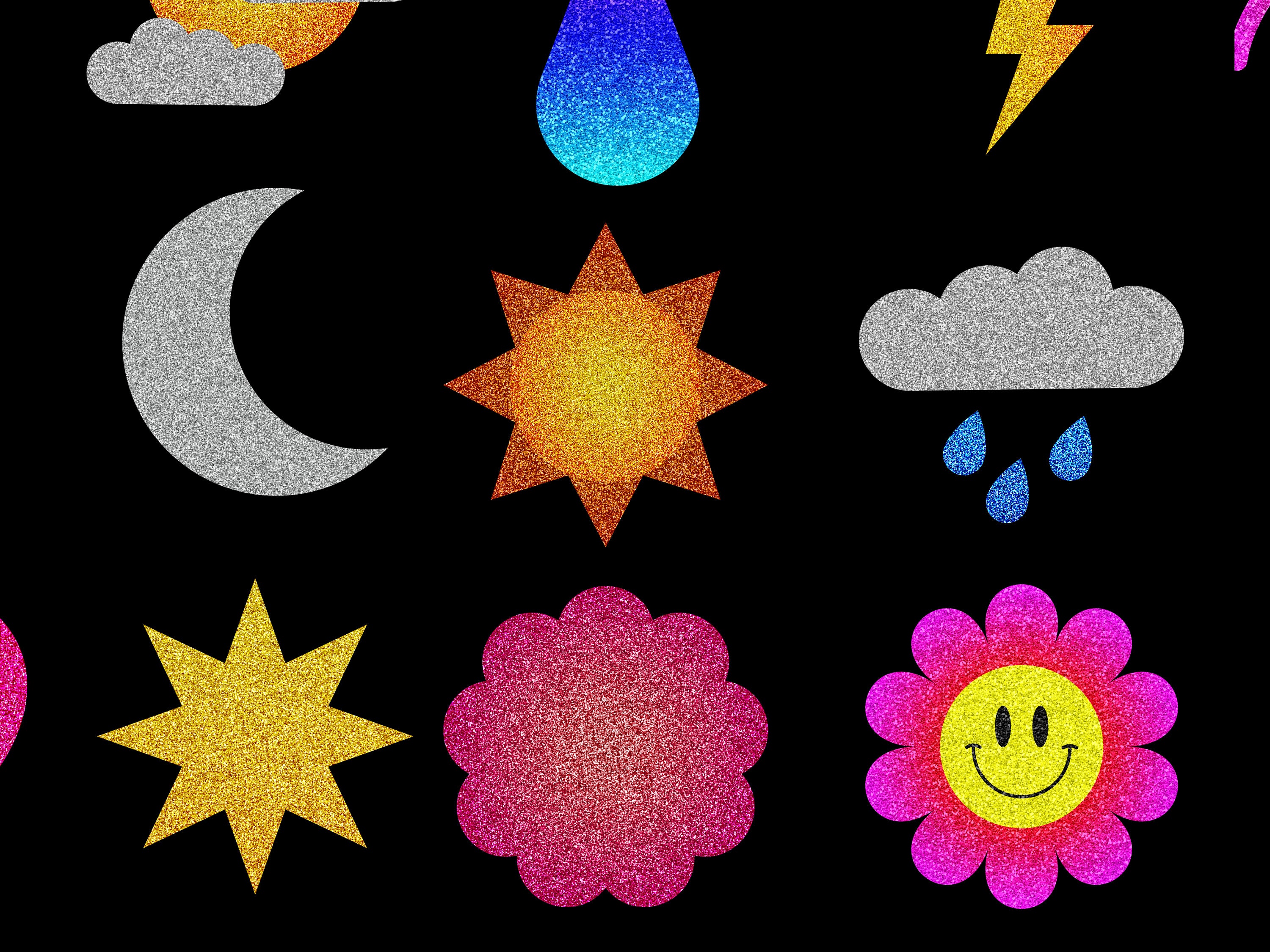 Retro Glitter Graphics PNG Set, Vintage 80s/90s/00s Y2K Clipart ...