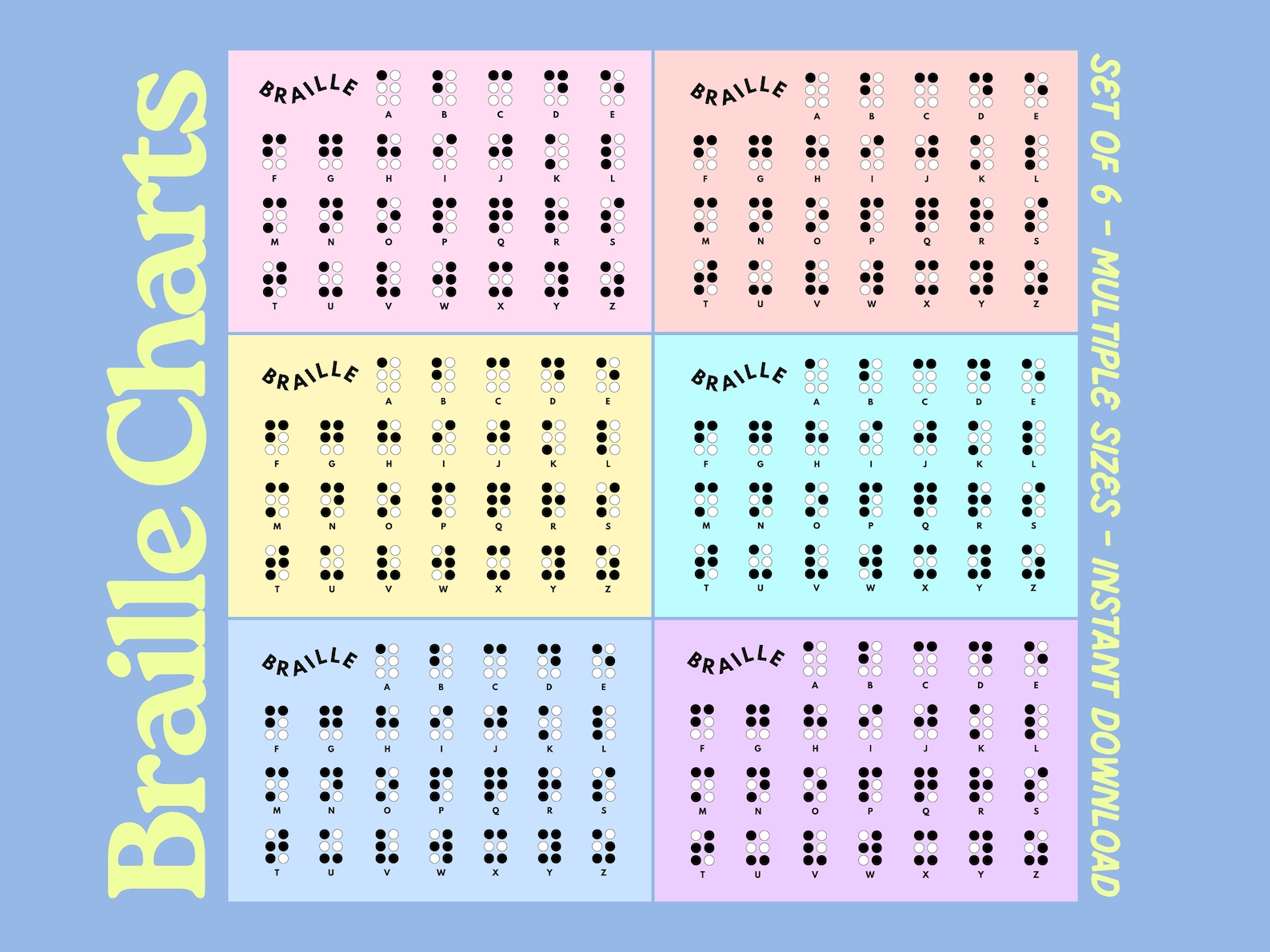 Braille Alphabet Chart Sets | Classroom Homeschool Posters, Braille ABC ...