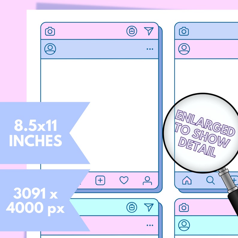 Kawaii Instagram Frames Graphics Set | Use for DIY Tags, Journaling ...