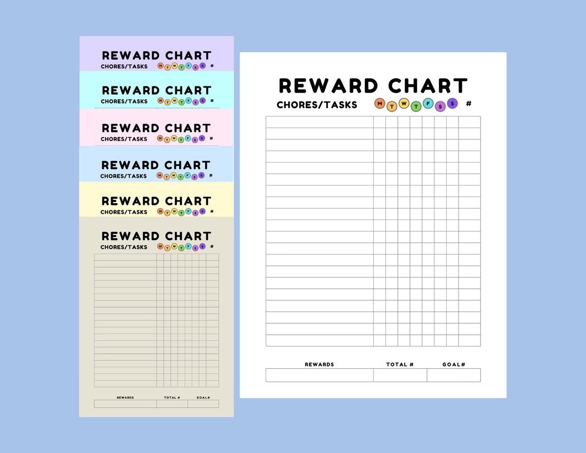 Printable Reward Chore Chart Set | Kid's Responsibility Chore Chart ...