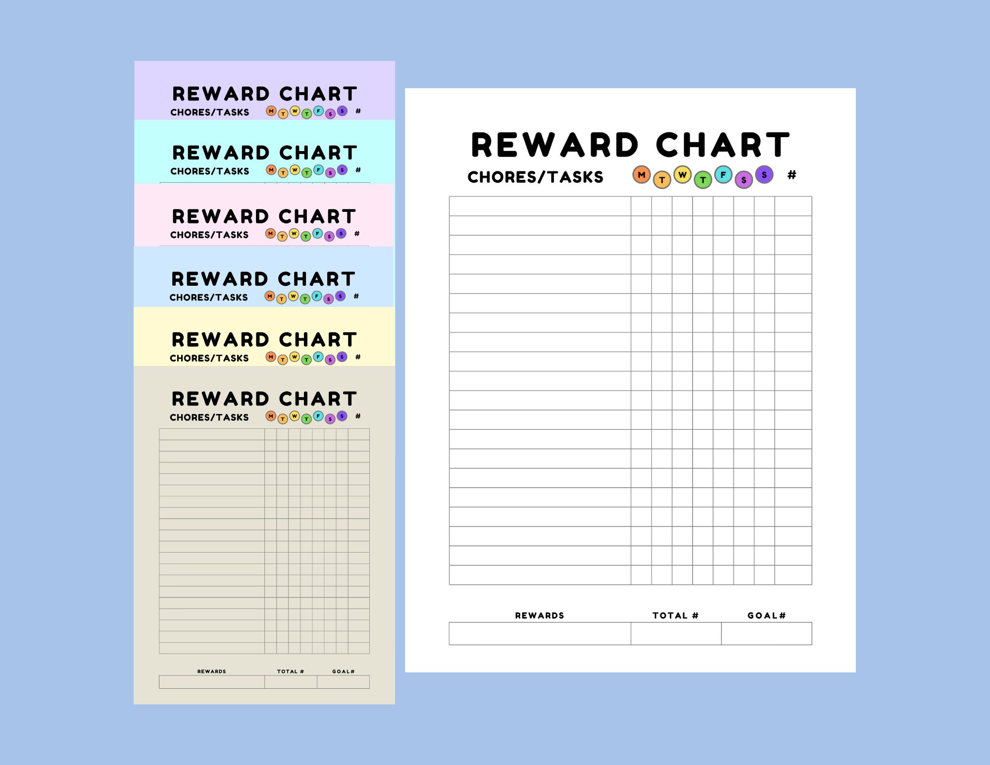 Printable Reward Chore Chart Set | Kid's Responsibility Chore Chart ...