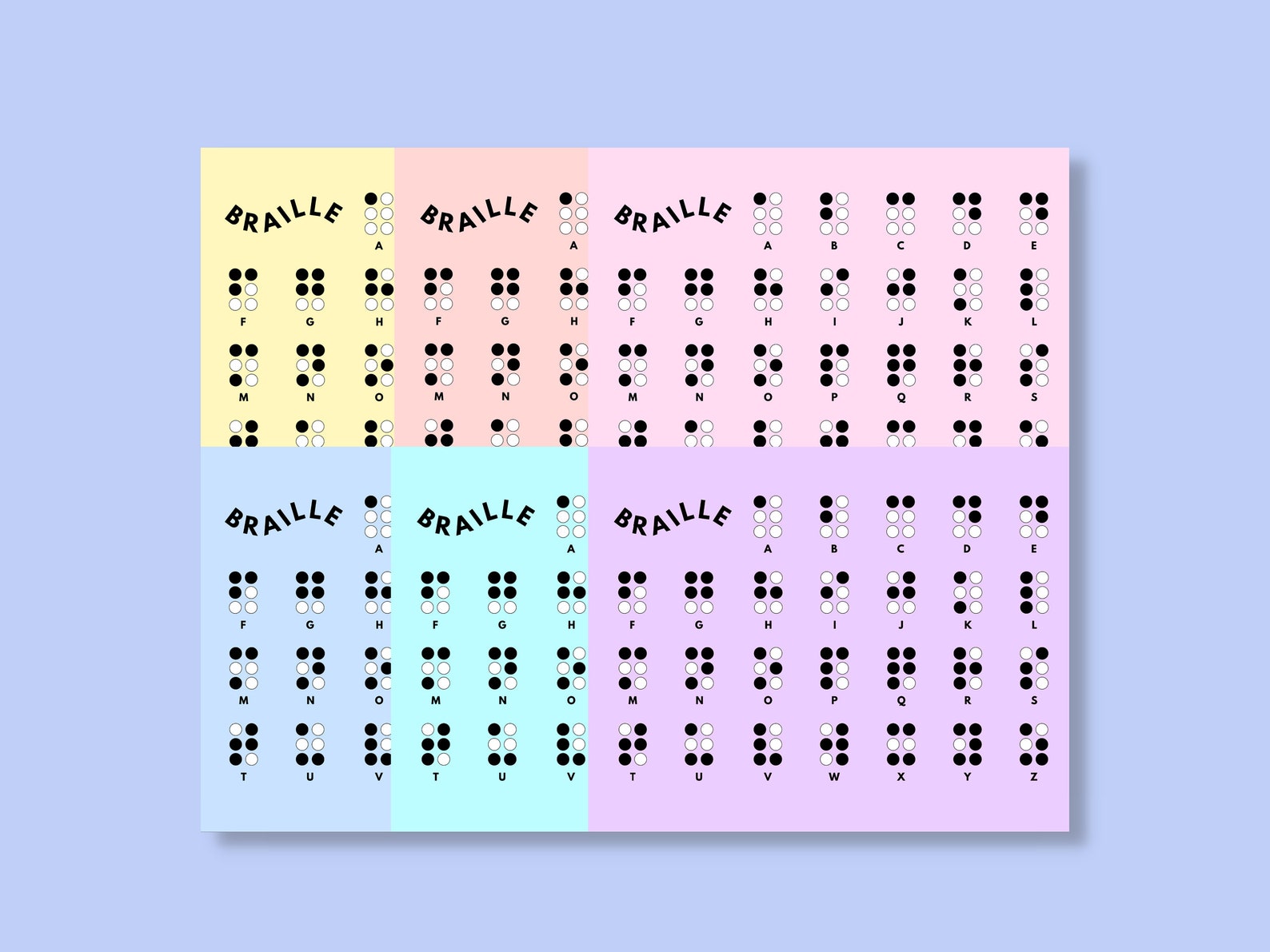 Braille Alphabet Chart Sets Classroom Homeschool Posters - Etsy