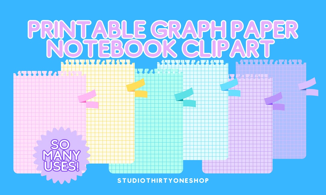 Colorful Graph Paper Image Set Perfect for DIY Kawaii Notebooks, Cards ...