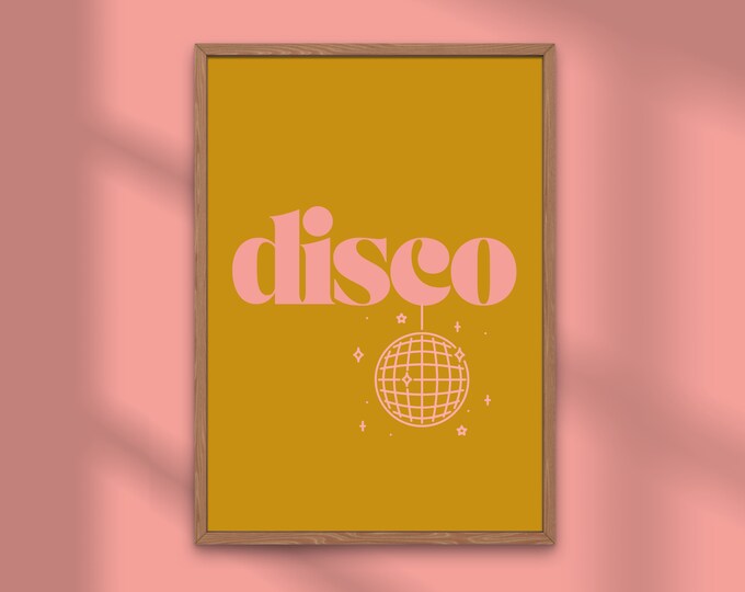 Disco Ball Typography Print, Pop Art, Disco Art Print, Trendy Wall Art ...