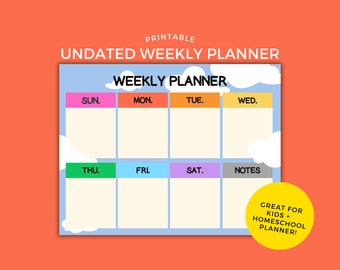 Undated Weekly Planner Printable Subject Planner Teacher Planner ...
