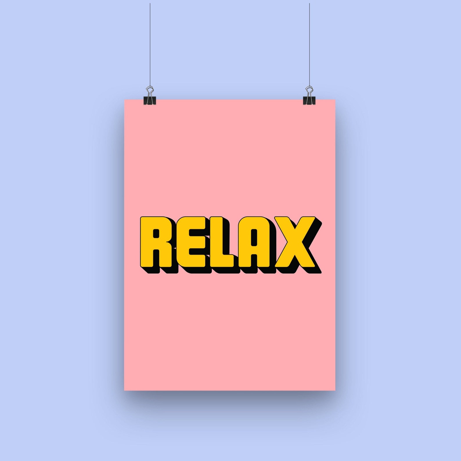 Pink & Yellow "relax" Art Print, Bold Pop Art Print, Bright Artwork for ...