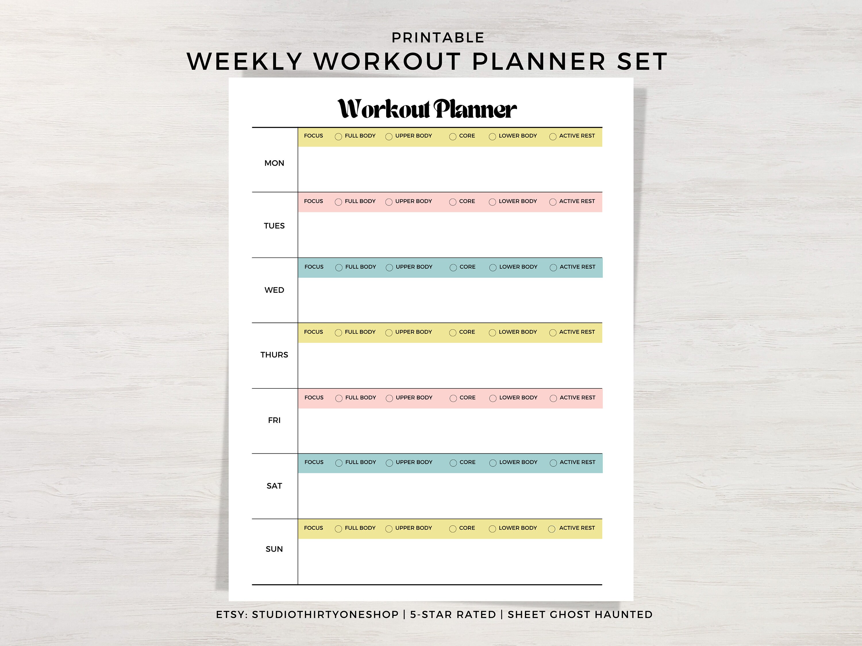 Printable Daily Workout Planner, Fitness Planner, Workout Goals Planner ...