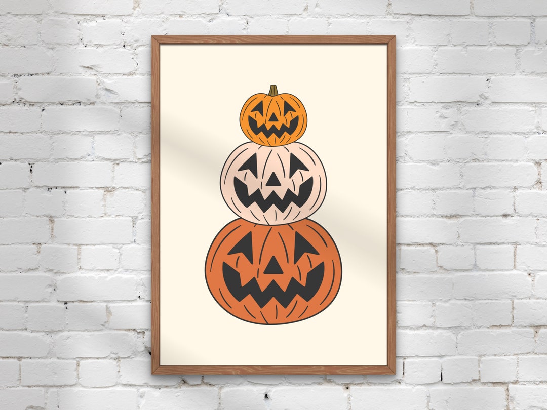 Stacked Jack O' Lantern Pumpkin Art Print | Hallowen Art Prints ...