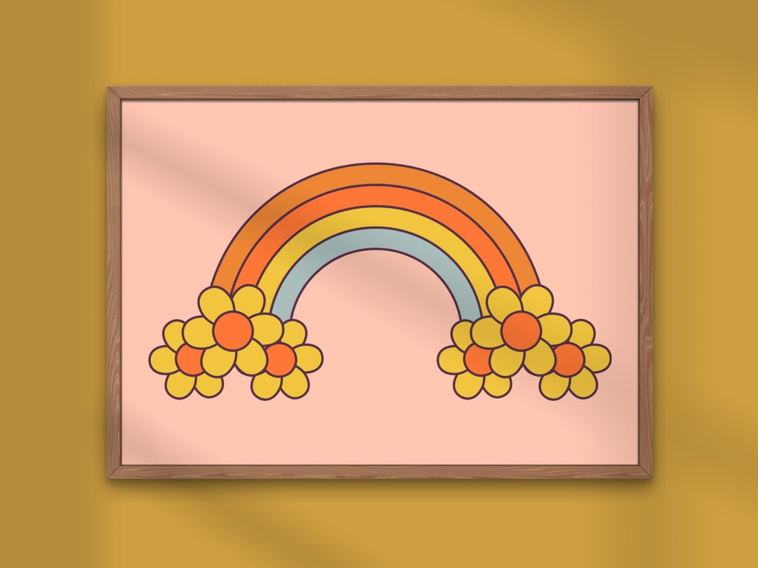 Boho Rainbow Art Print | Hippie Rainbow Artwork, Art Print for Dorm ...
