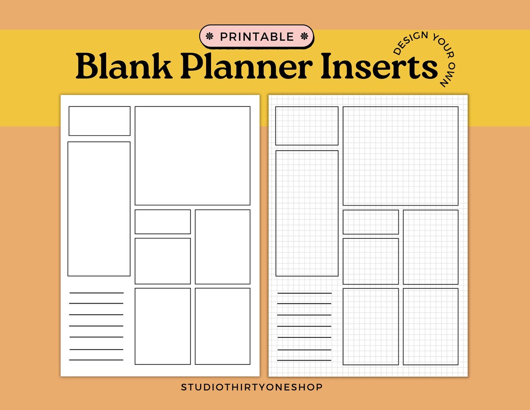 Customizable Blank Planner Inserts | Printable Graph Paper, Printable ...