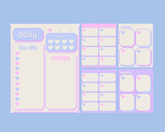 Printable Pastel Planner Kawaii Weekly Planner Kawaii Daily | Etsy