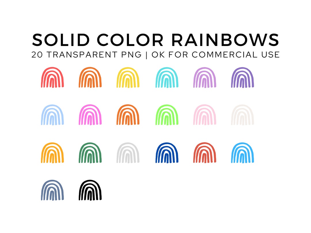 Rainbow Transparent PNG Set | Solid Color Rainbow Digital Graphics Set ...