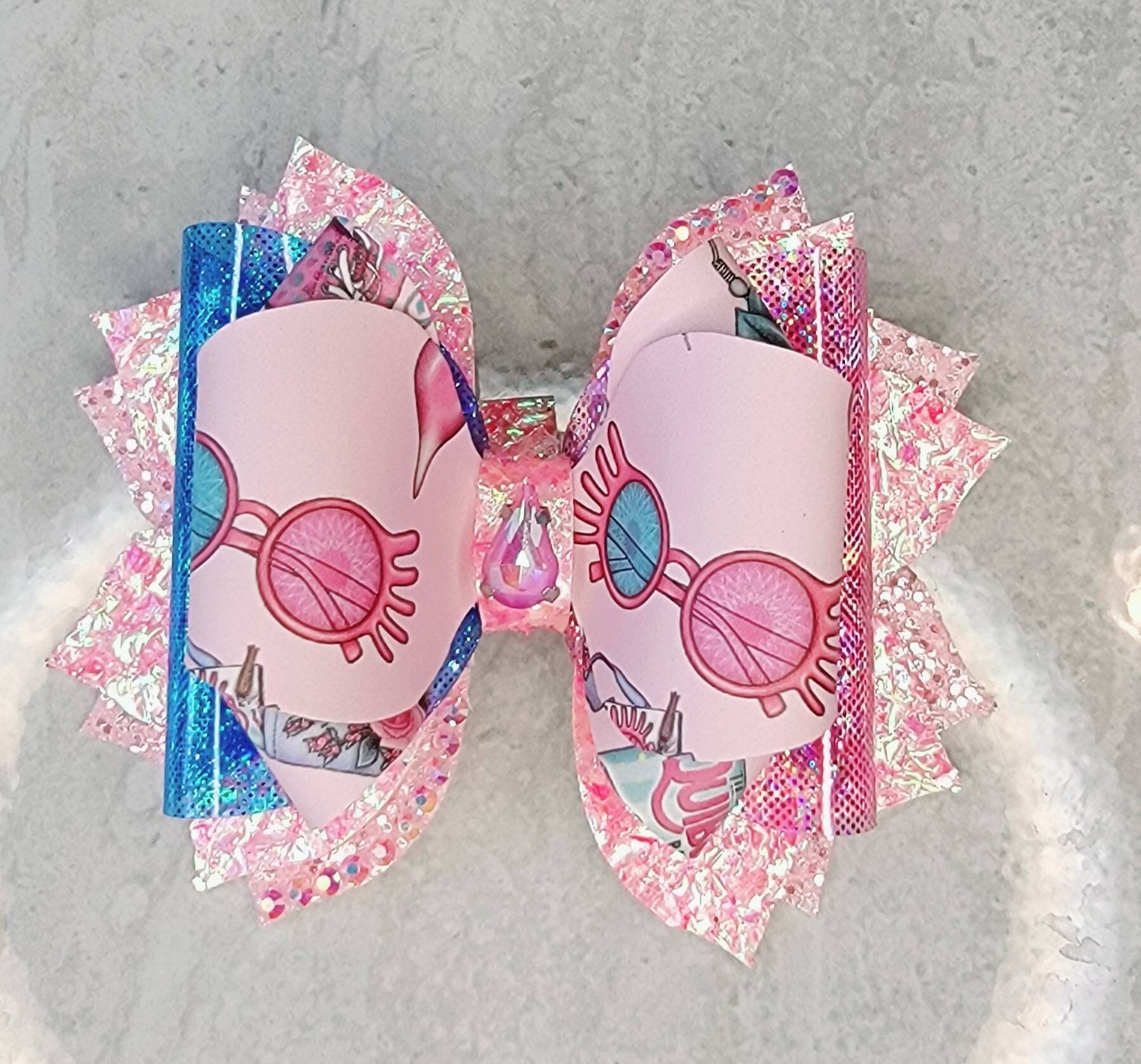 Luna Hair Bow Glitter Bow hot pink hair bow Hair Bows | Etsy