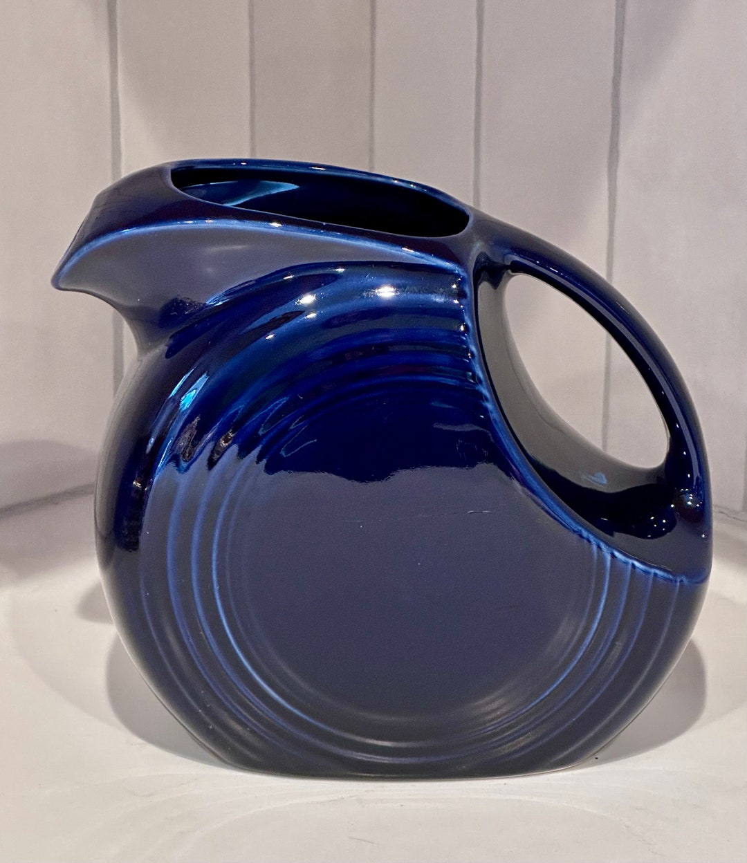 Art Deco Style Fiesta Homer Laughlin Cobalt Blue Ceramic Disc Design ...