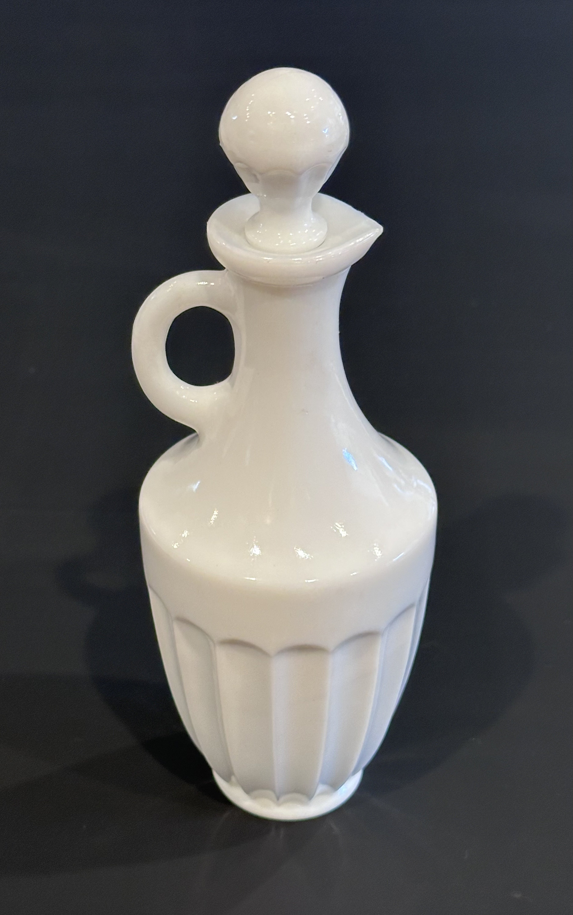 Vintage White Milk Glass Cruet Decanter Bottle With Stemmed Stopper - Etsy