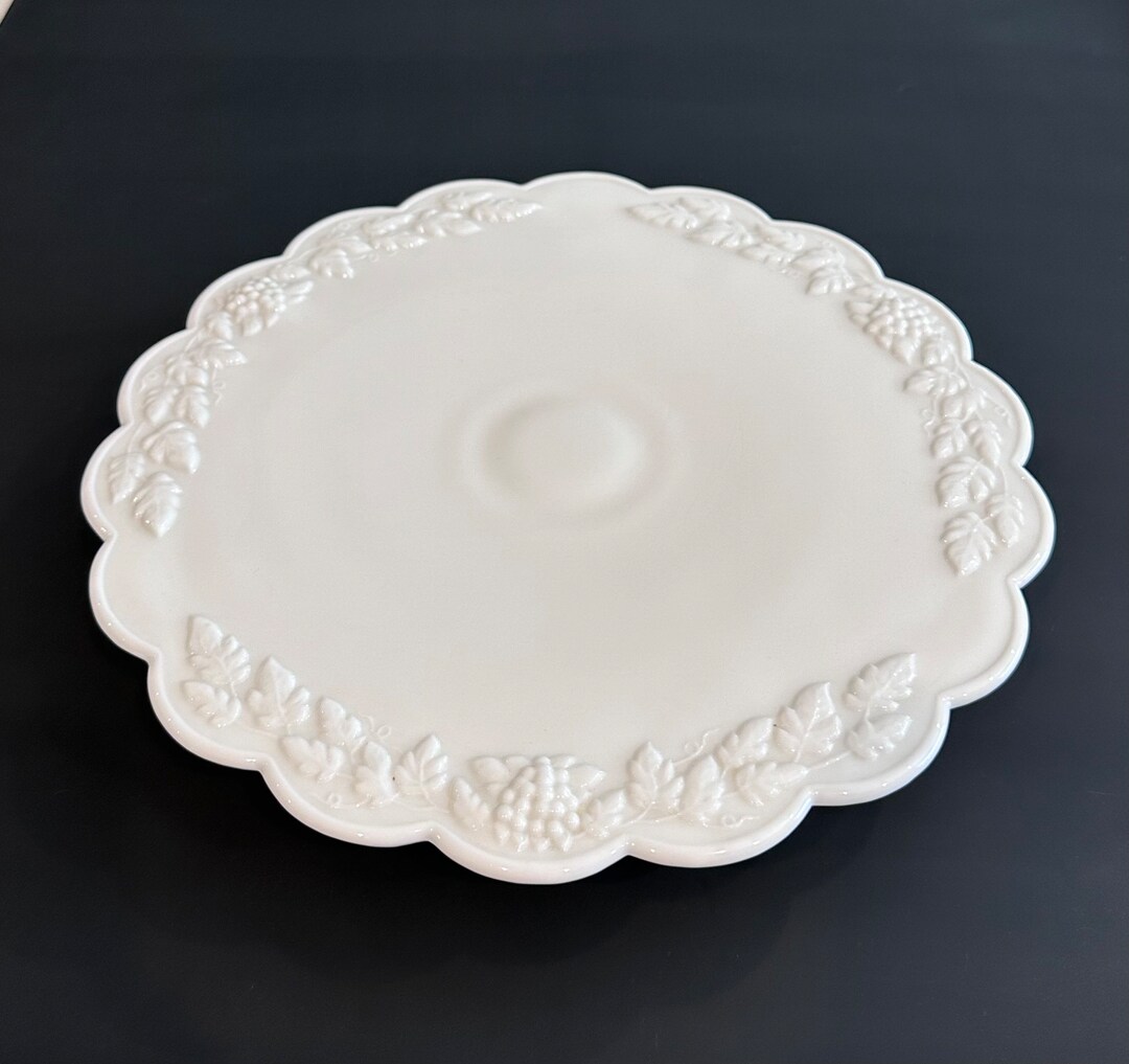 Westmoreland Milk Glass Low Profile Cake Stand Embossed Grape Motif ...