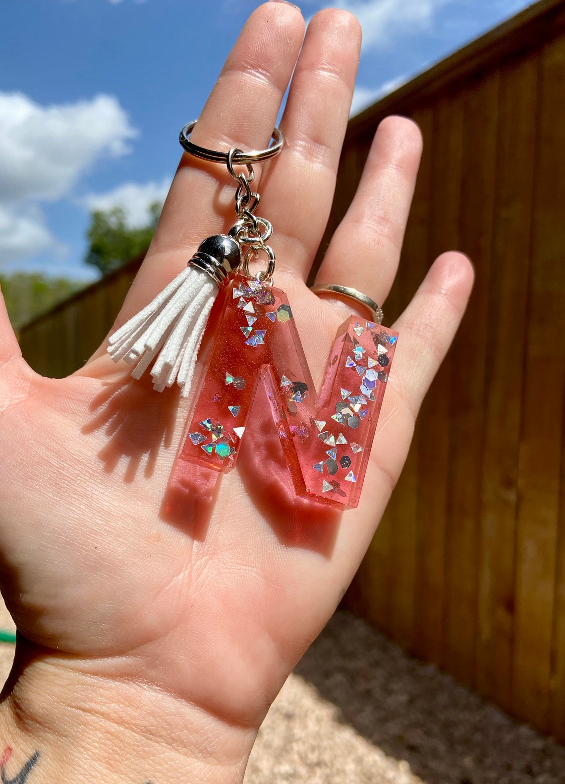 Monogram Letter N Keychain With Pink and Lots of Sparkle - Etsy