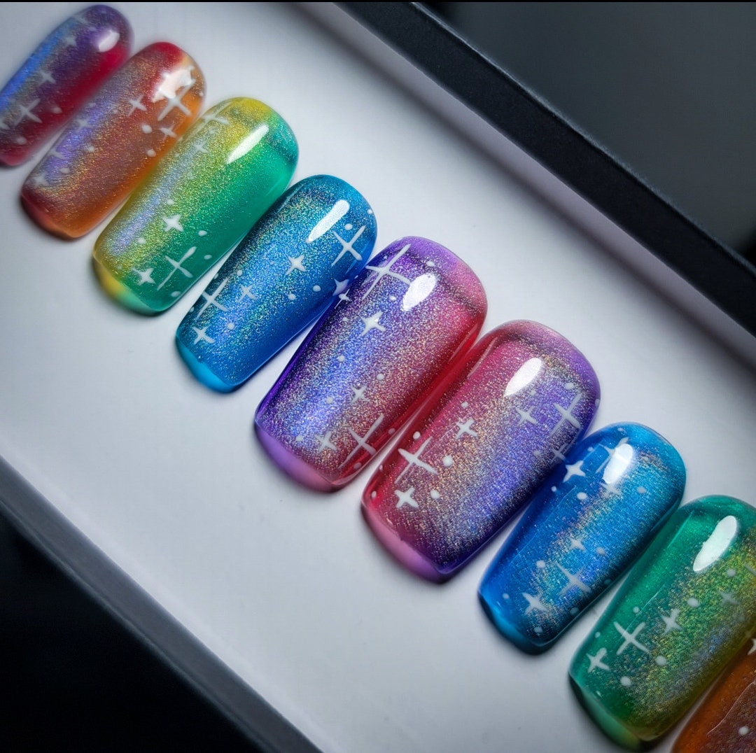 Color Spectrum Press on Nail Set - Etsy
