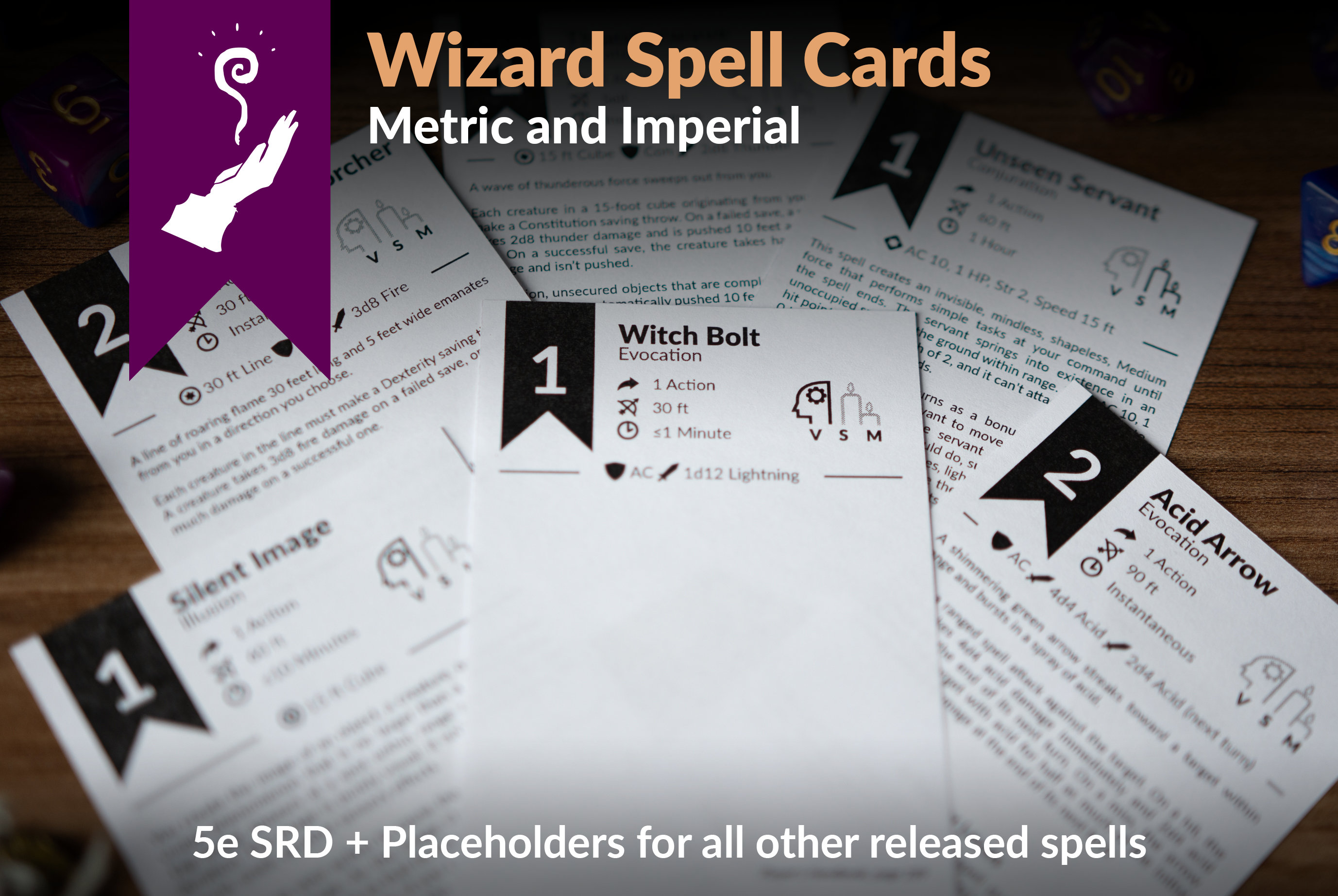 Wizard Spell Cards Metric and Imperial SRD Placeholders Dnd 5e - Etsy