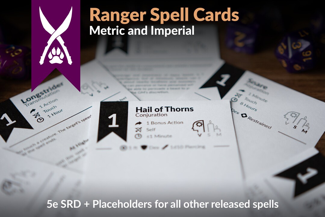 Ranger Spell Cards including Conclaves Metric and Imperial SRD ...