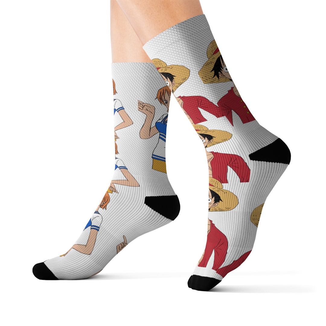 One Piece Anime Socks, Nami & Luffy Print - Etsy