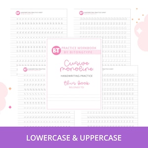 Cursive Monoline Handwriting Practice Sheets, Handwriting Workbook, ABC ...