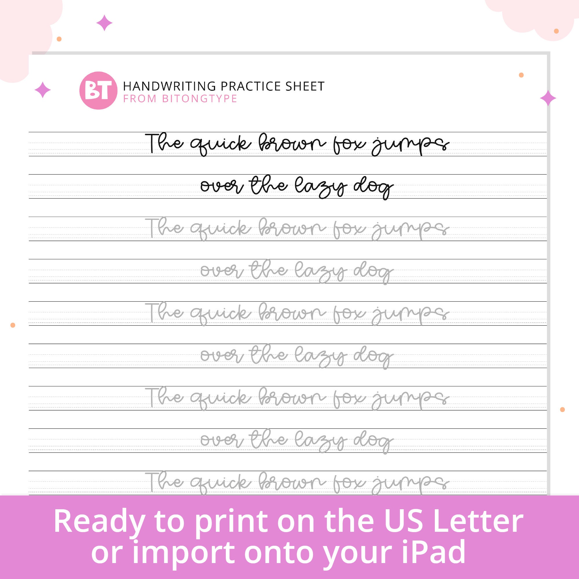 Cursive Monoline Handwriting Practice Sheets, Handwriting Workbook, ABC ...