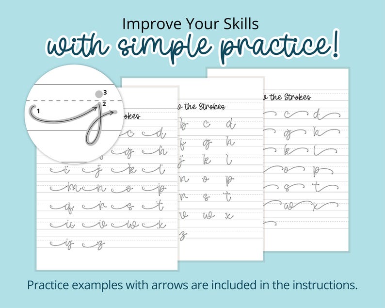 Cursive Handwriting Practice Sheets, Swashes Calligraphy & Lettering ...
