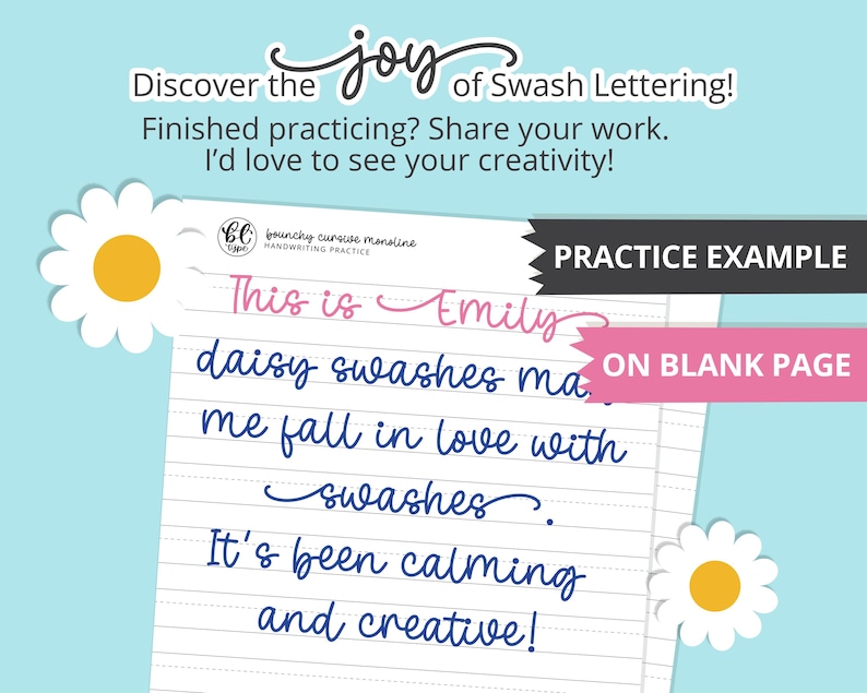 Cursive Handwriting Practice Sheets, Swashes Calligraphy & Lettering ...