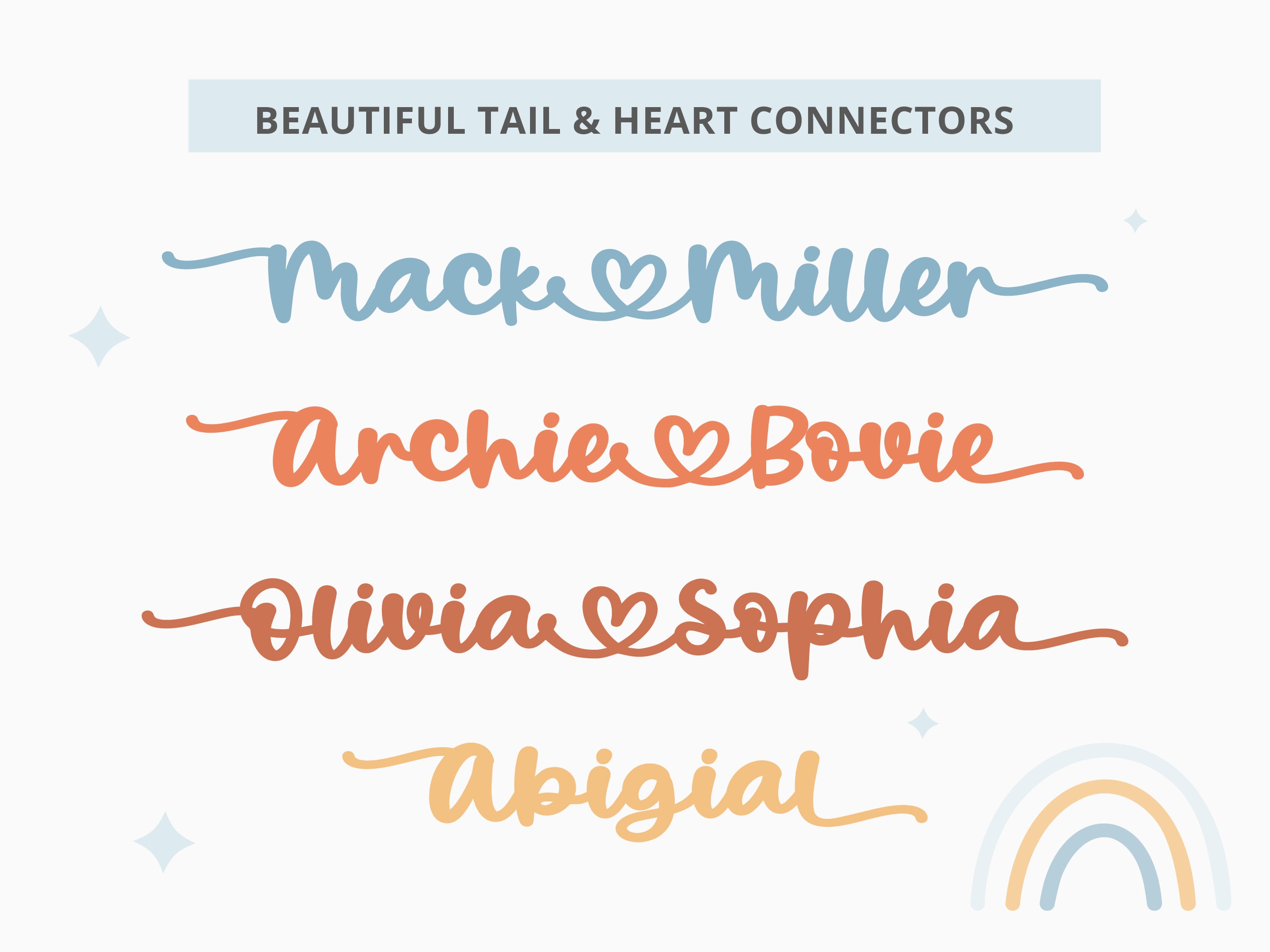 Connecting Heart Font With Tails, Thick Cursive SVG Fonts, Baby Script ...