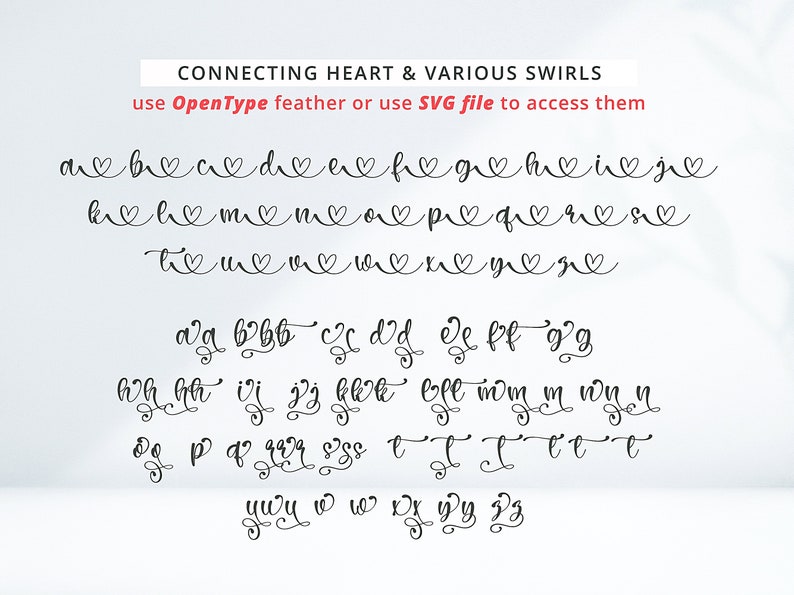 Connecting Heart Font With Tails, Wedding Font With Swashes, Cusive ...
