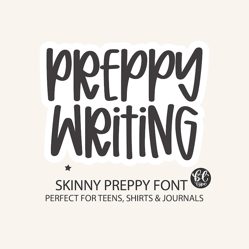 Preppy Writing Font – Skinny Handwritten Font for Cricut (digital ...